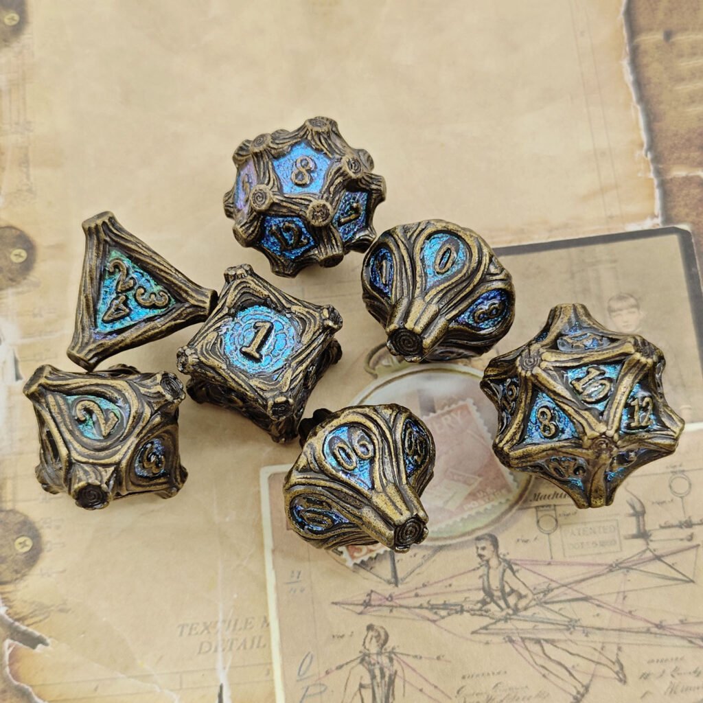 Ancient Grove Dice Set - Bronze & Azure Enamel - Rollooo