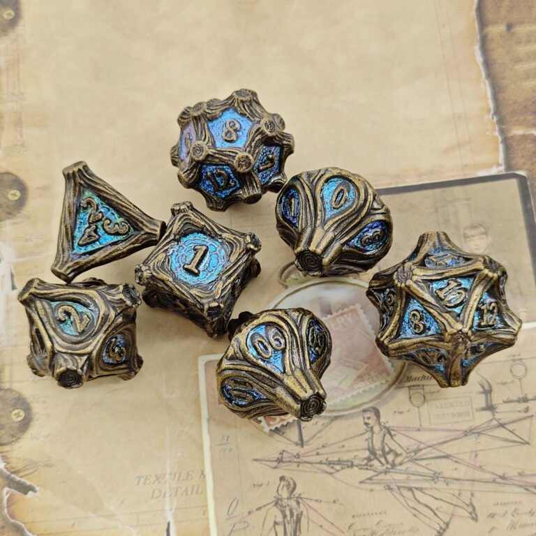 Ancient Grove Dice Set - Bronze & Azure Enamel - Rollooo