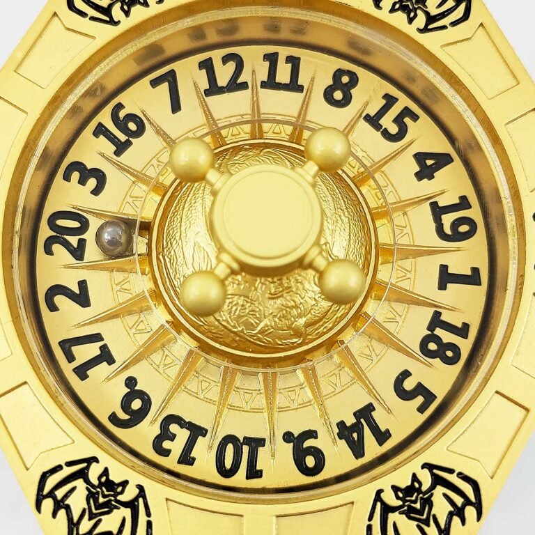 Verdurous Gold Metal Spinner Dice | Green & Gold 7-in-1 DND Dice